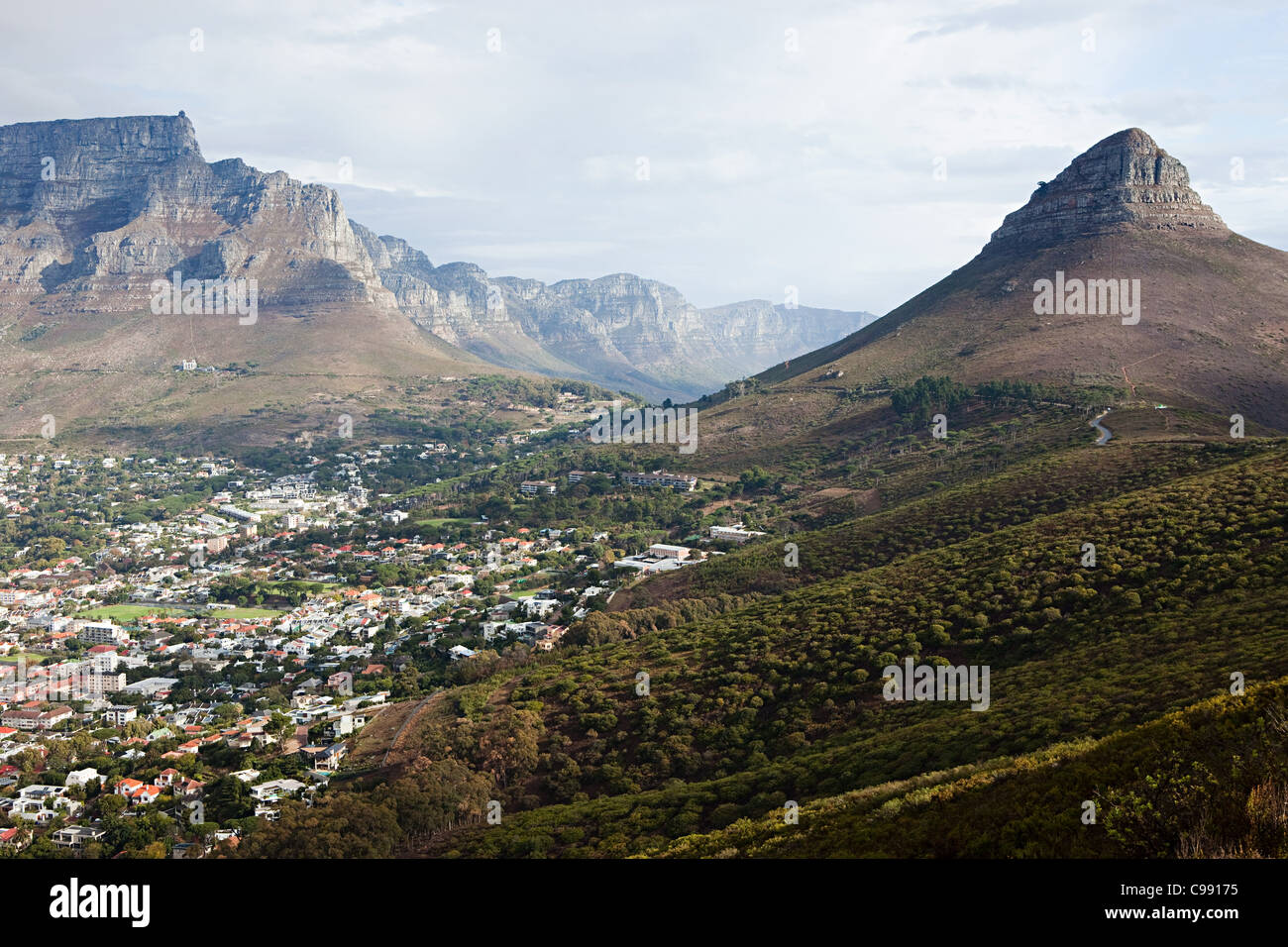 View from Signal Hill, Cape Town, SA. Looking at Lions Head (far right ...