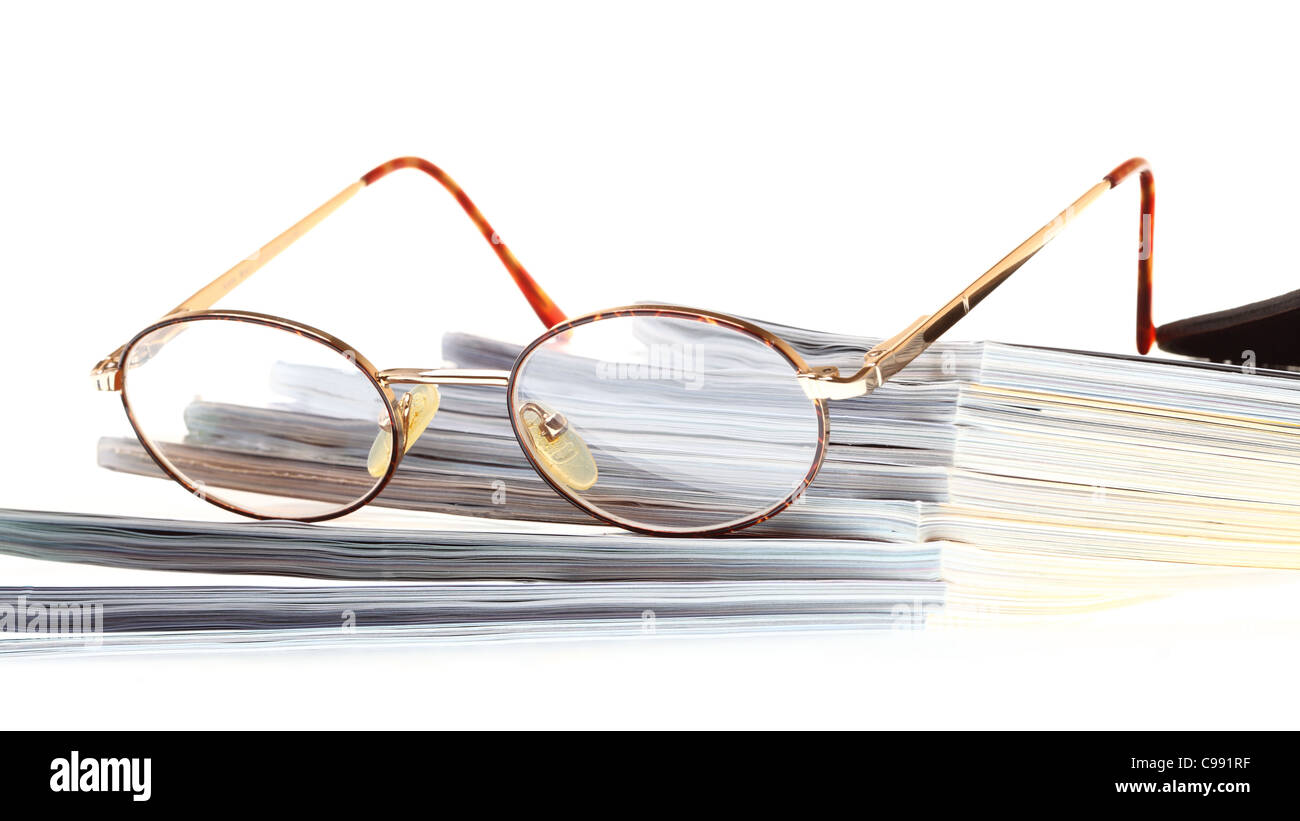 glasses eBook reader white isolated background nobody Stock Photo - Alamy