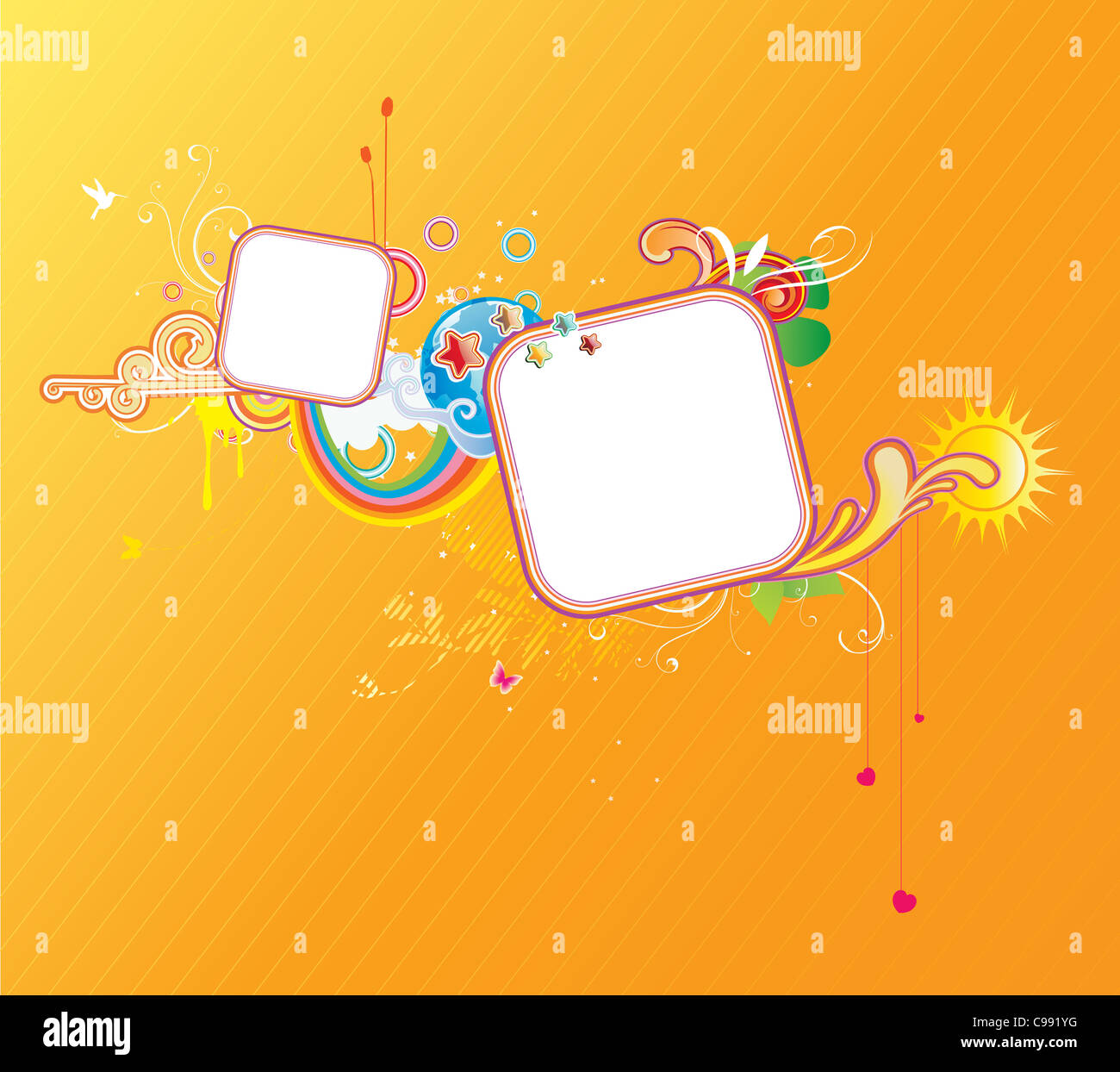 illustration of funky styled design frame made of floral elements Stock ...