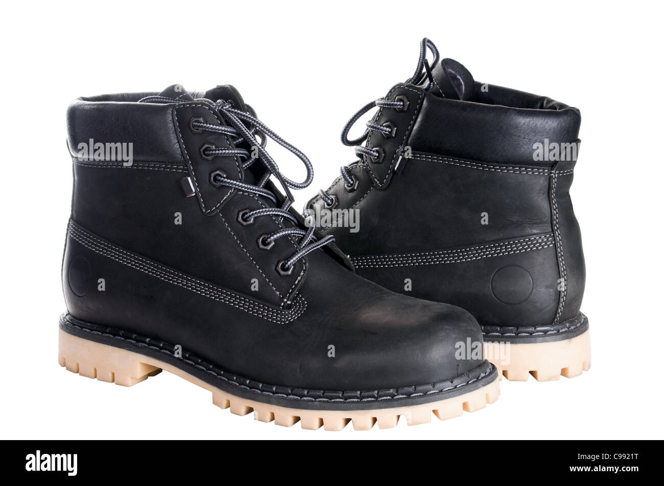 black working boots isolated on white background Stock Photo - Alamy
