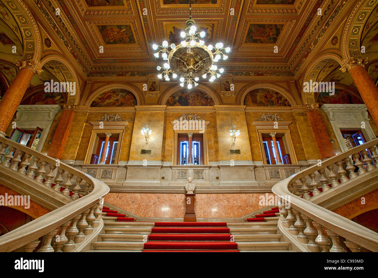 Budapest, Stairway in Hungarian State Opera House Stock Photo - Alamy