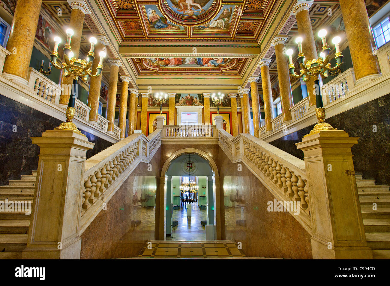 Budapest, Hungarian National Museum, The Stairway Stock Photo - Alamy