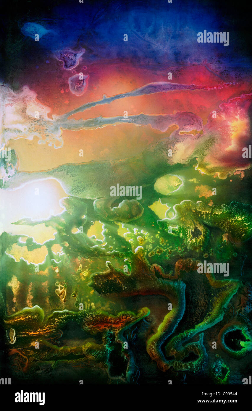 picture painted by me, named "Gleam of Hope", it shows a colorful ...