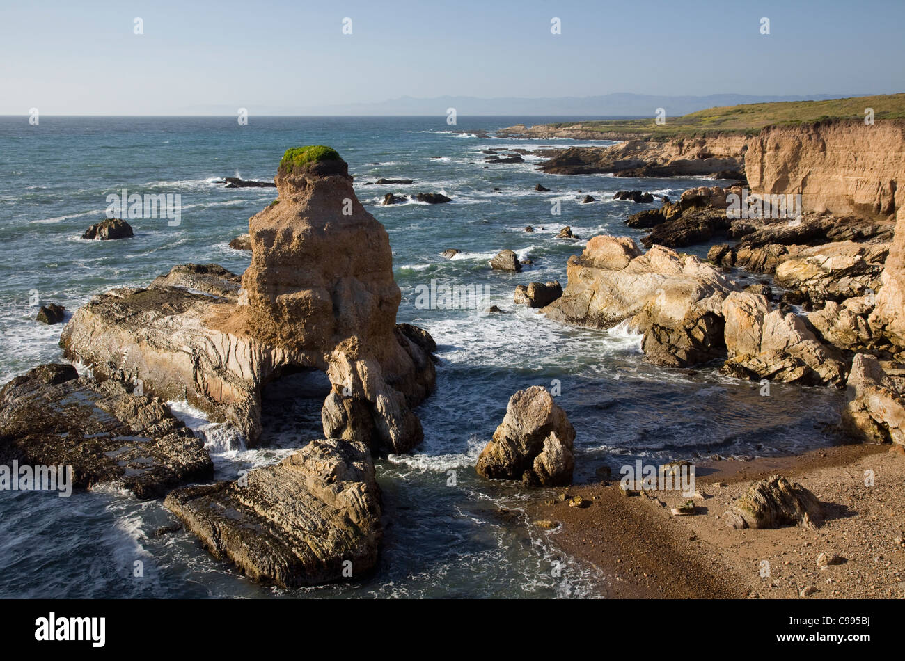 CALIFORNIA - Rugged coastline and seastacks viewed from the Bluff Trail ...