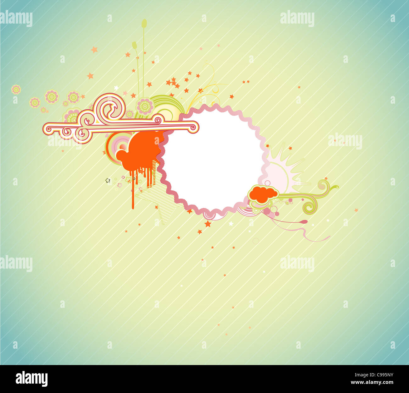 illustration of funky styled design frame made of floral elements Stock ...