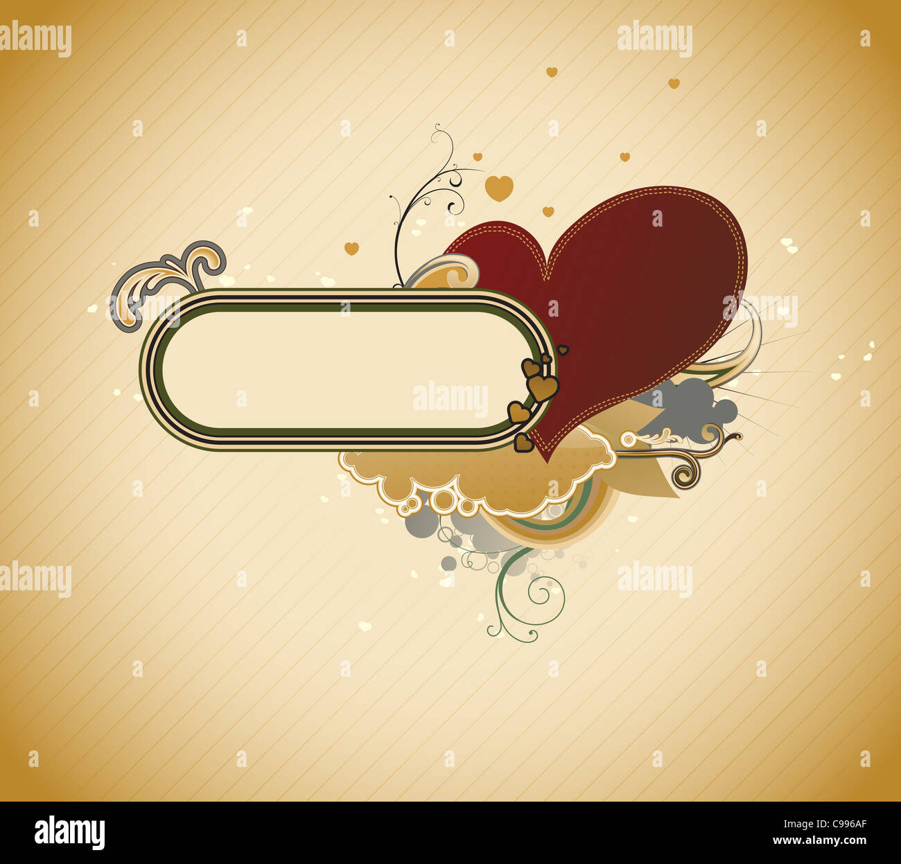 illustration of Valentines abstract frame with heart shape and floral ...