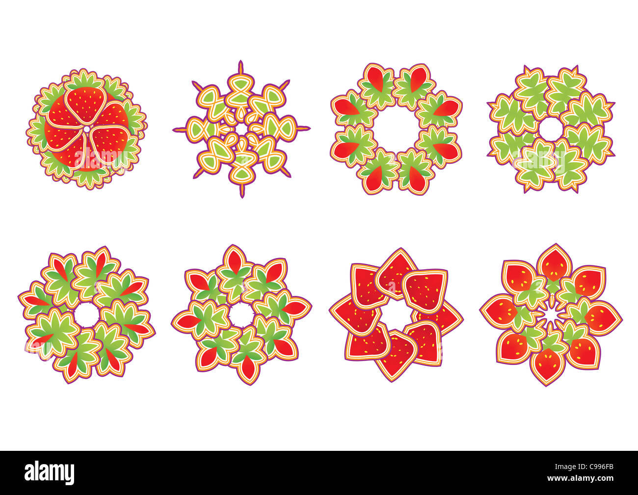 illustration set of abstract floral and ornamental elements Stock Photo ...