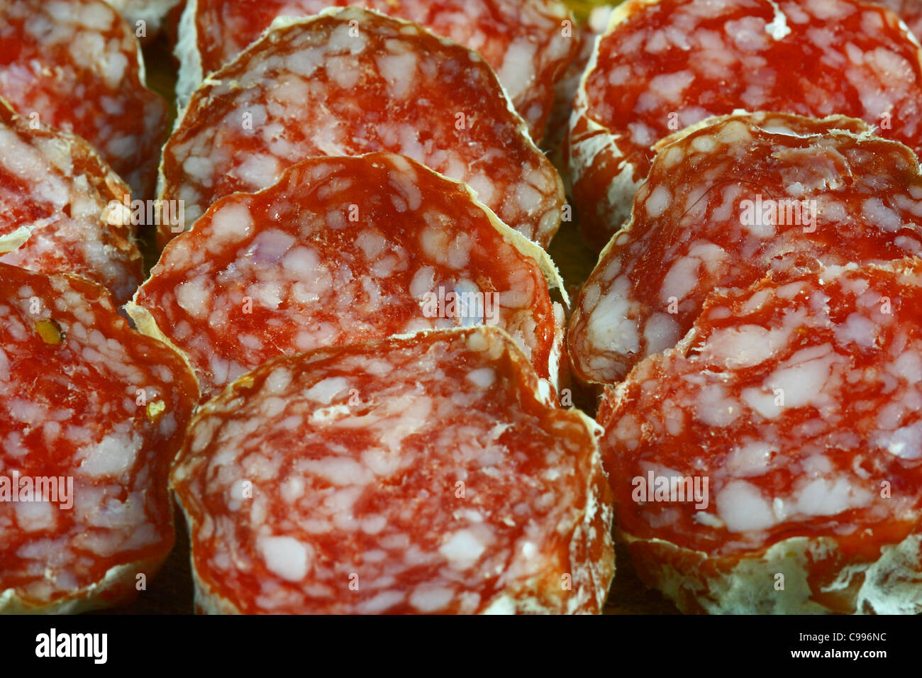 slices of salami Stock Photo - Alamy