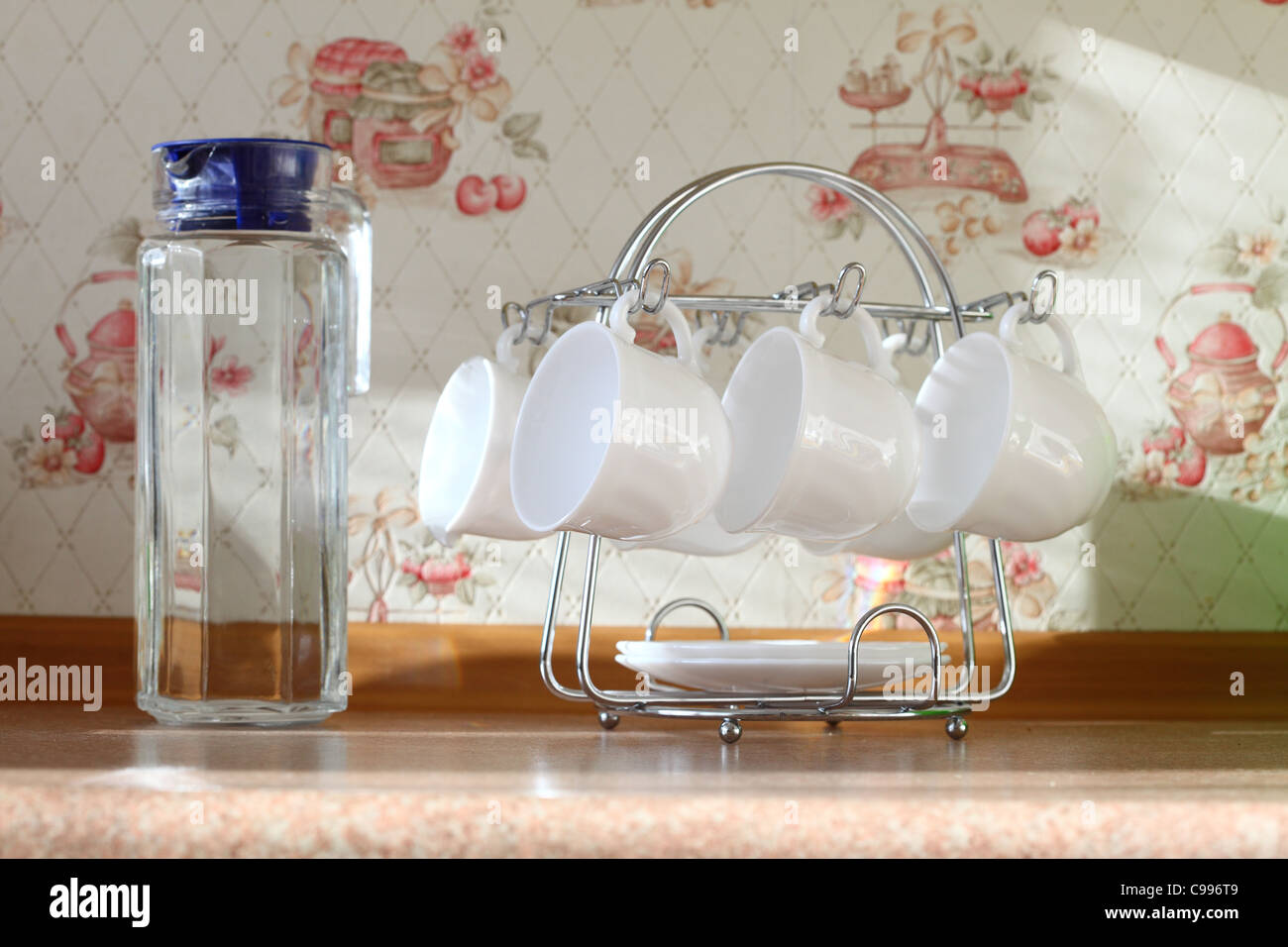tea set white empty cup with saucer Stock Photo - Alamy