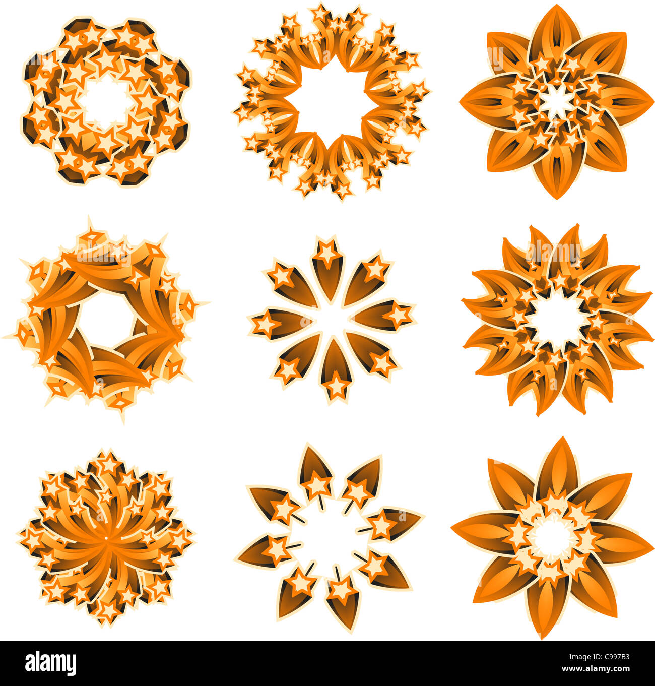 illustration set of abstract floral and ornamental elements Stock Photo ...