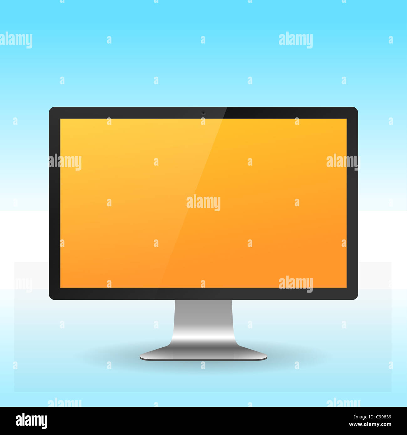 LCD monitor on blue - Colorful LCD monitor isolated on light blue ...