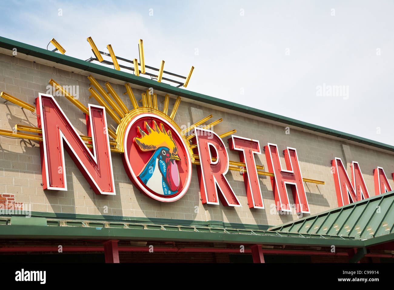 Close-up of sign above North Market public market in Columbus, Ohio ...