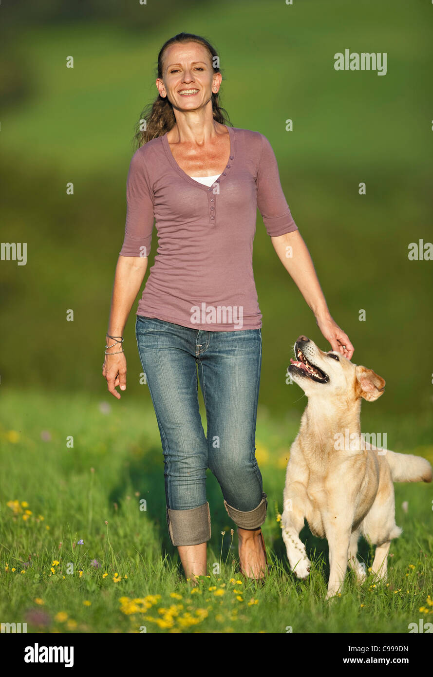 woman and Labrador Retriever Stock Photo - Alamy