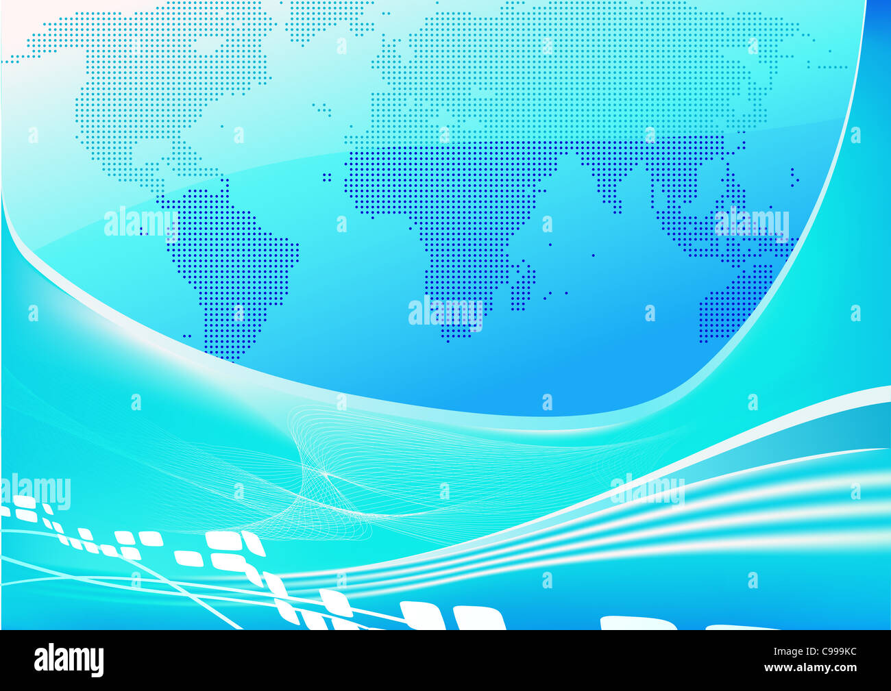 illustration of stylish blue world map background Stock Photo - Alamy