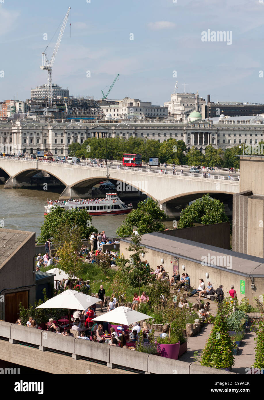 Roof garden on the Queen Elizabeth Hall on London's South Bank Stock ...