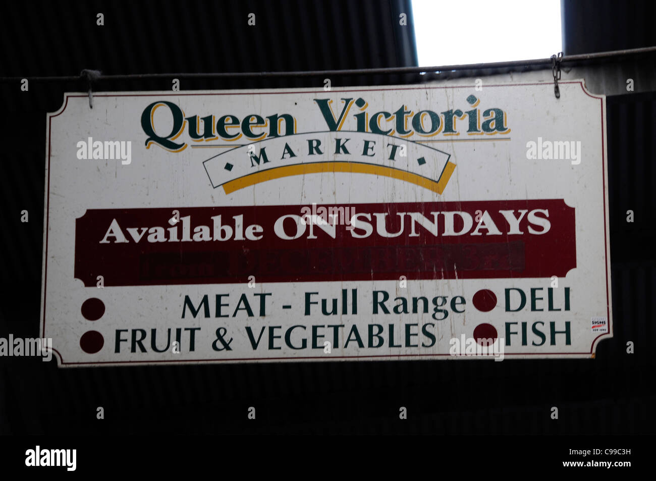 A market sign in the Queen Victoria Market in Melbourne, Australia ...