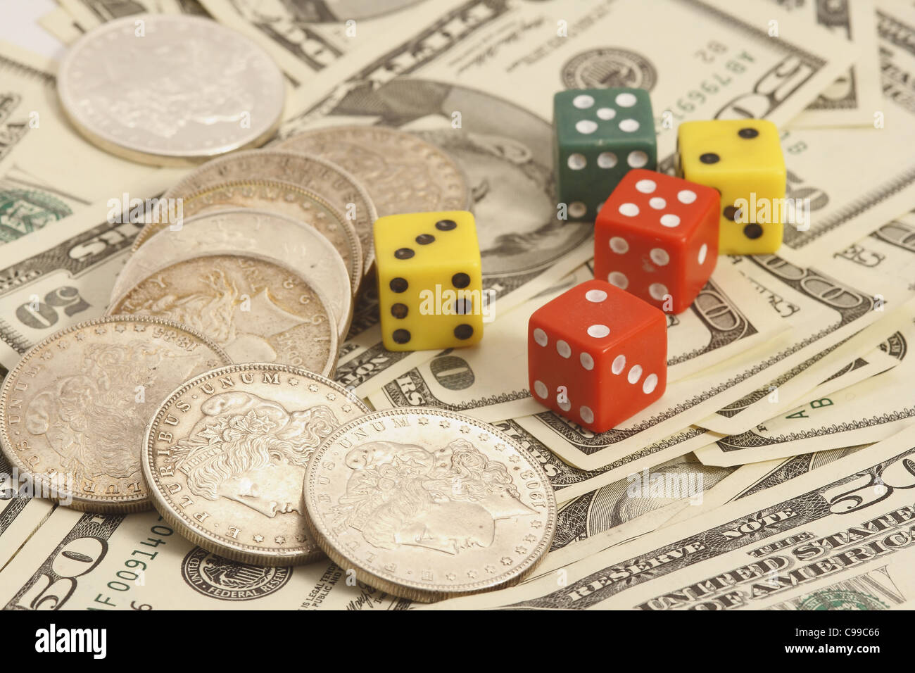 trade dollar and dice Stock Photo - Alamy
