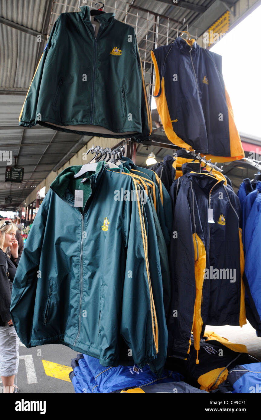 Australian tracksuits on sale at a clothes stall at Queen Victoria ...