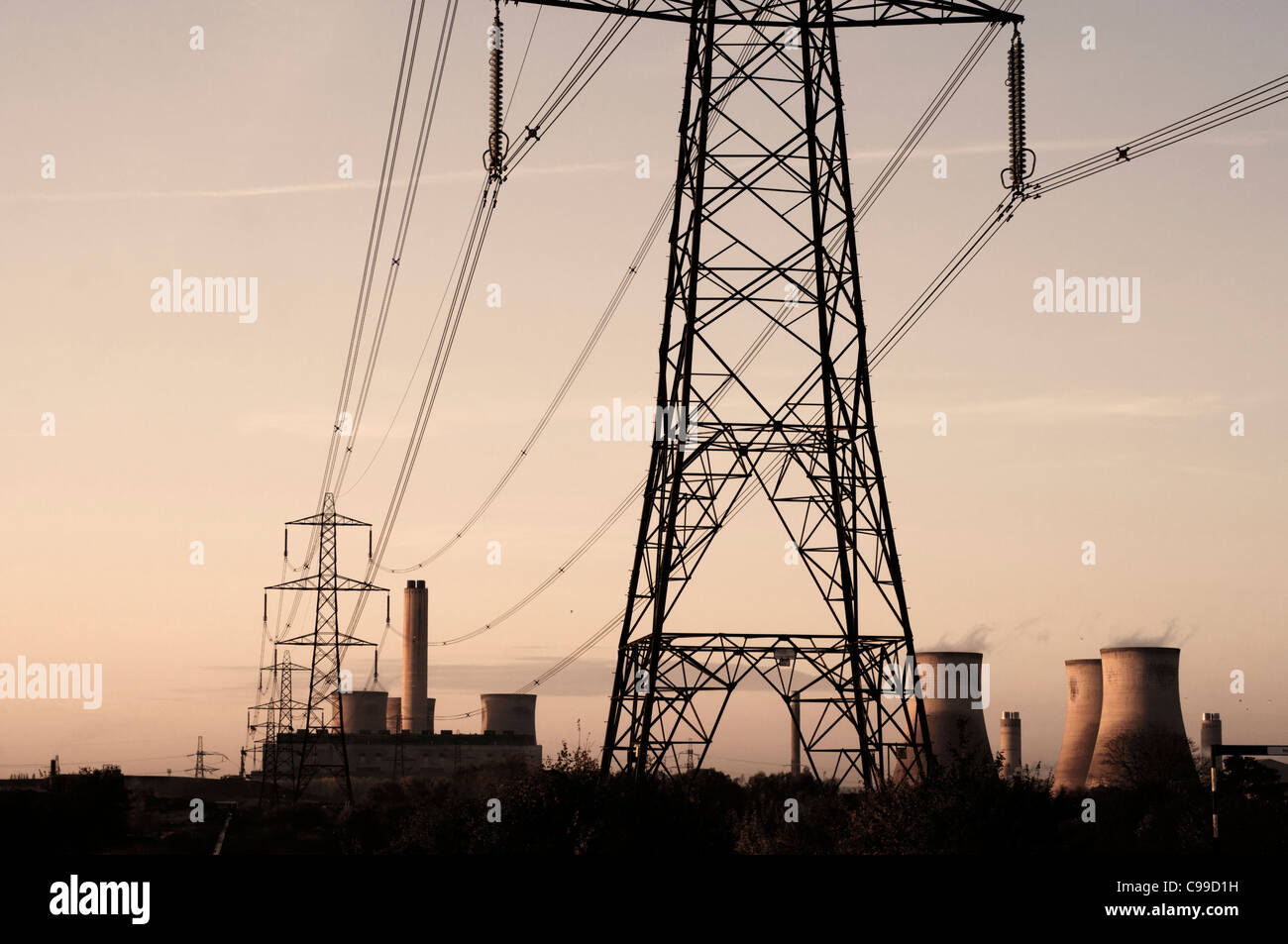 Power station at sunset Stock Photo - Alamy