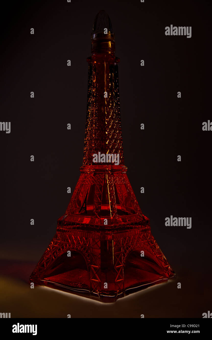 Red Eiffel Tower Liquor Bottle Stock Photo - Alamy