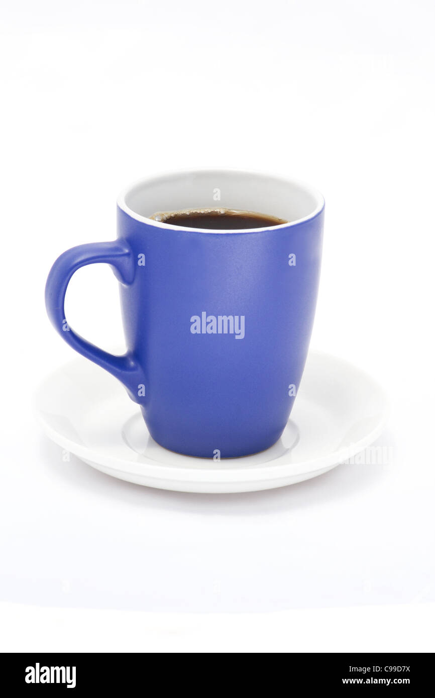 Blue coffee mug on white background Stock Photo - Alamy