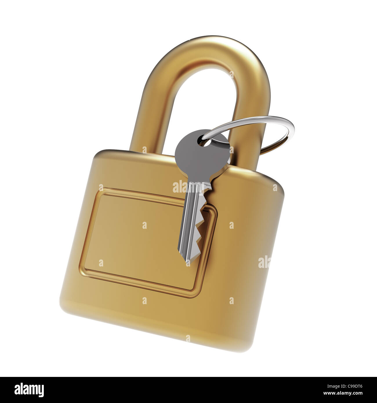 Metal padlock and key isolated on white background Stock Photo - Alamy