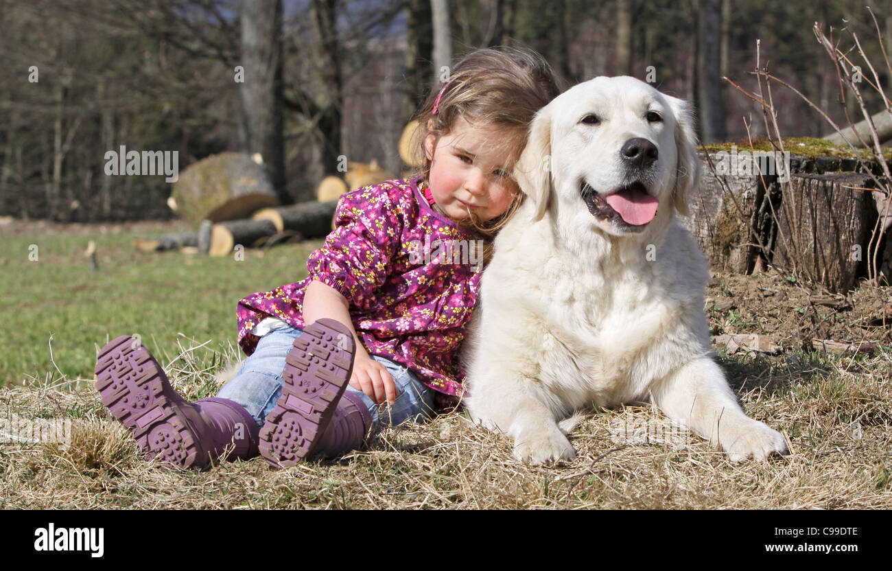 girl and Labrador Retriever dog Stock Photo - Alamy