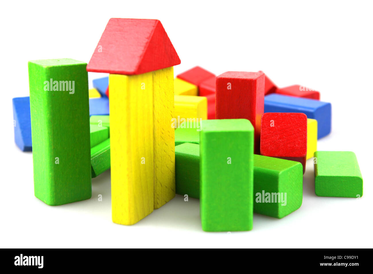Children with wooden building blocks Cut Out Stock Images & Pictures ...