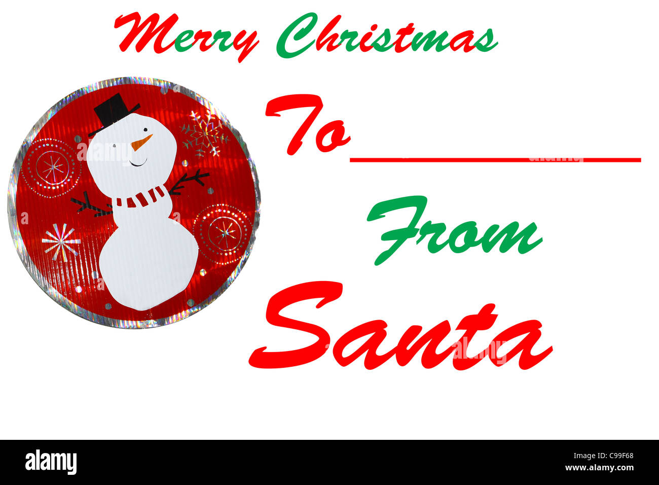 A Christmas Santa signed gift tag isolated on white with room for your ...