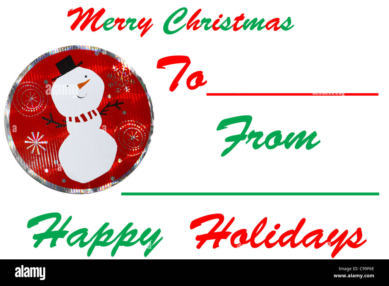 A Christmas Santa signed gift tag isolated on white with room for your ...