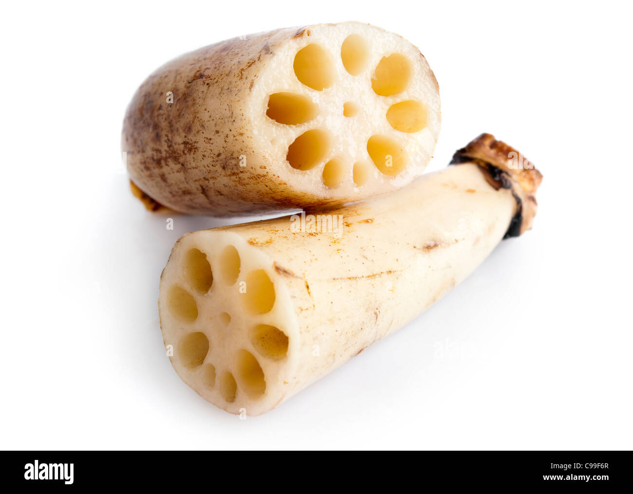 Close up Lotus root on white background Stock Photo - Alamy