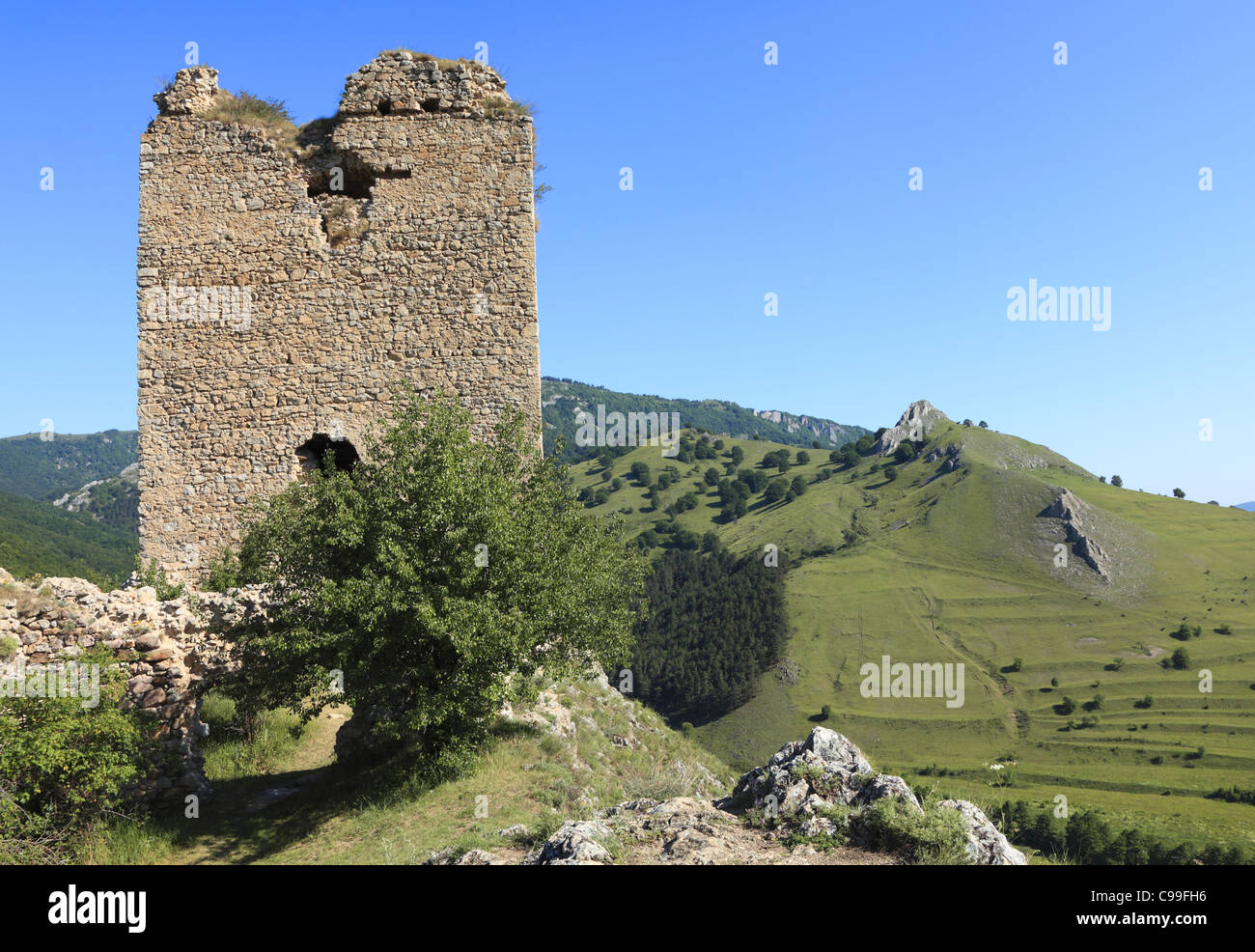 Image of a tower from Coltesti fortress.It was built in 13th century on ...