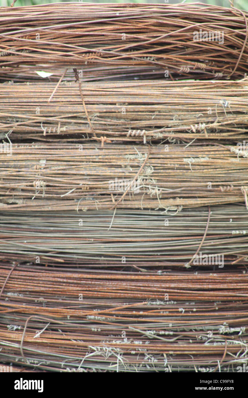 Old wire coils on farm in rural victor hi-res stock photography and ...