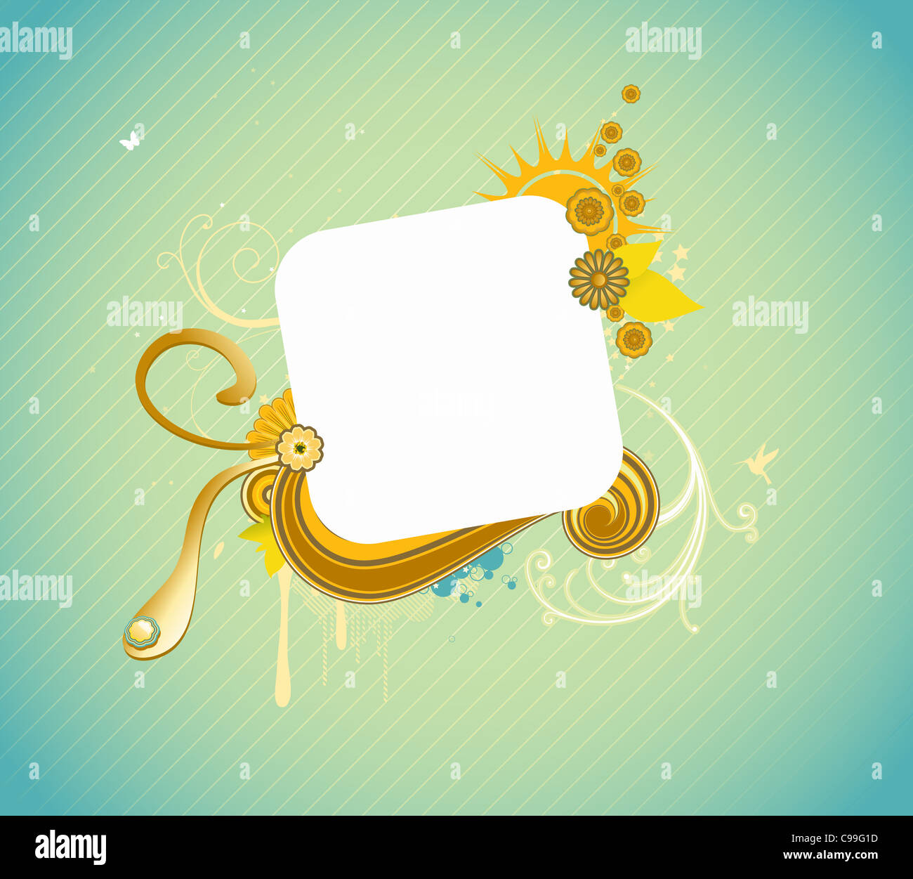 illustration of funky styled design frame made of floral elements Stock ...