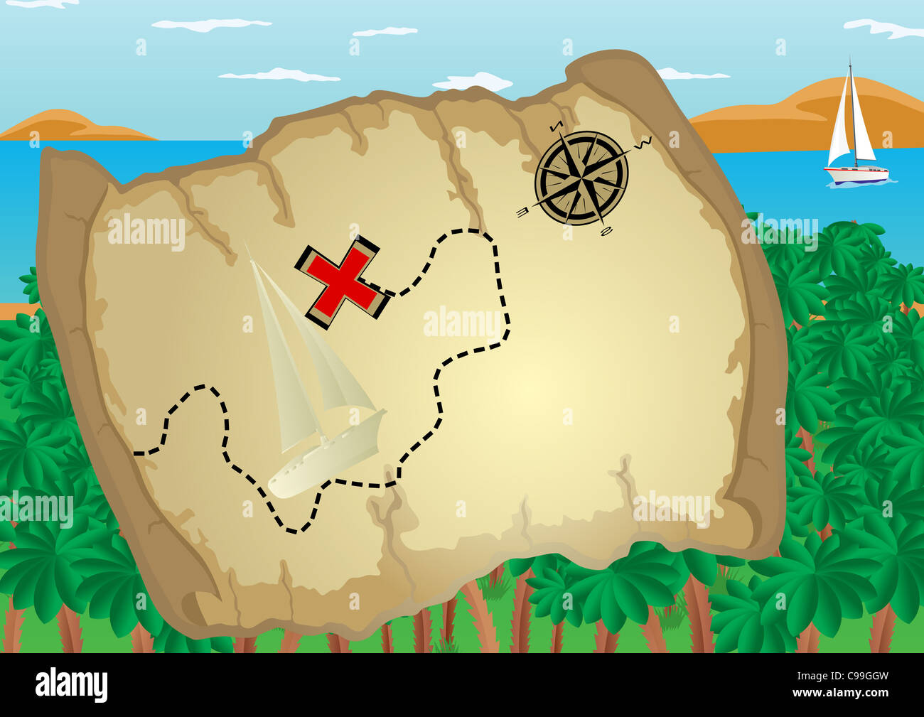 Map of Treasure Island Stock Photo - Alamy