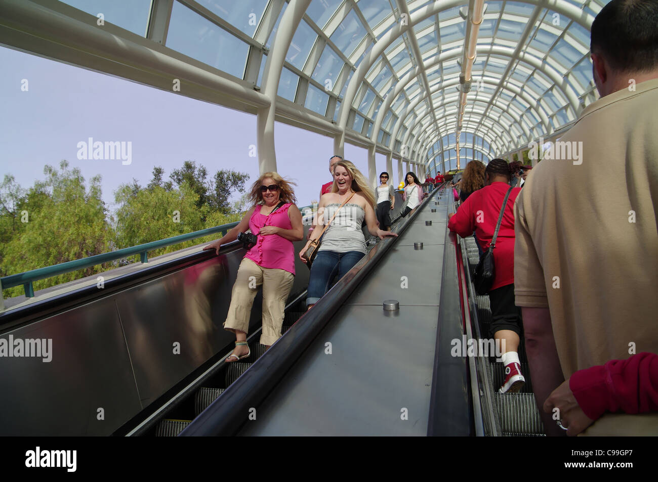 Escalator climbing visitors Universal Studio Hollywood Stock Photo - Alamy