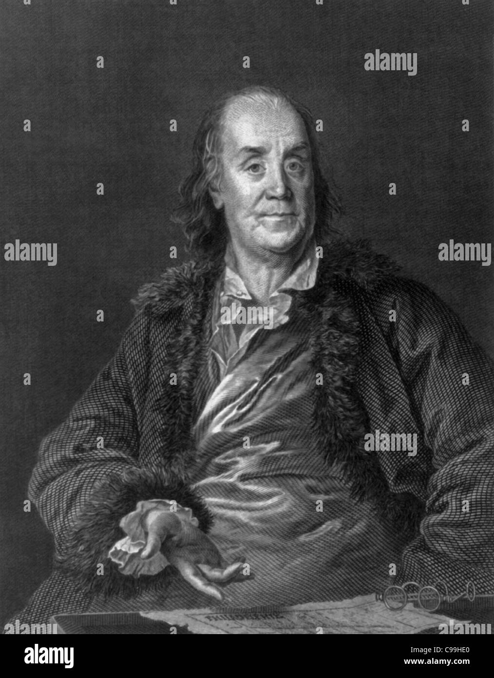 Vintage portrait of American statesman and US Founding Father Benjamin ...
