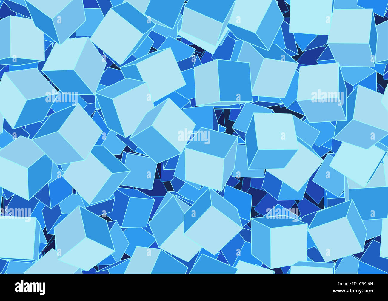 illustration of style blue seamless background made of many funky cubes ...
