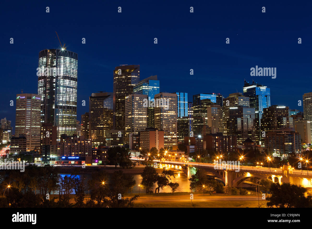 Calgary By Night Stock Photo - Alamy