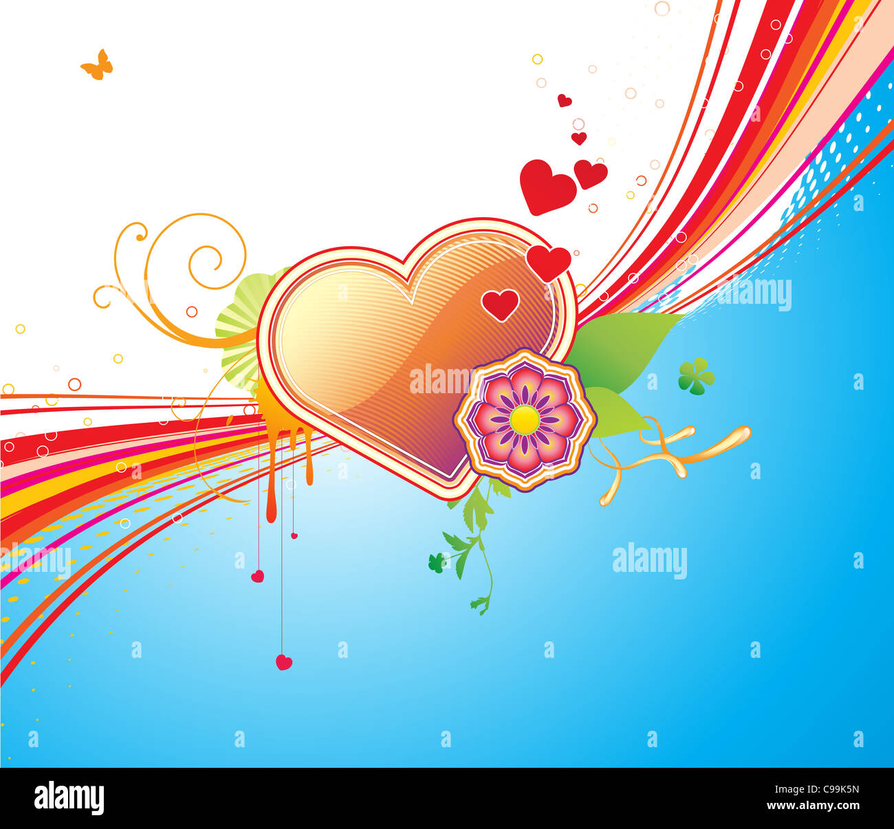 illustration of funky styled design background with heart shape and ...
