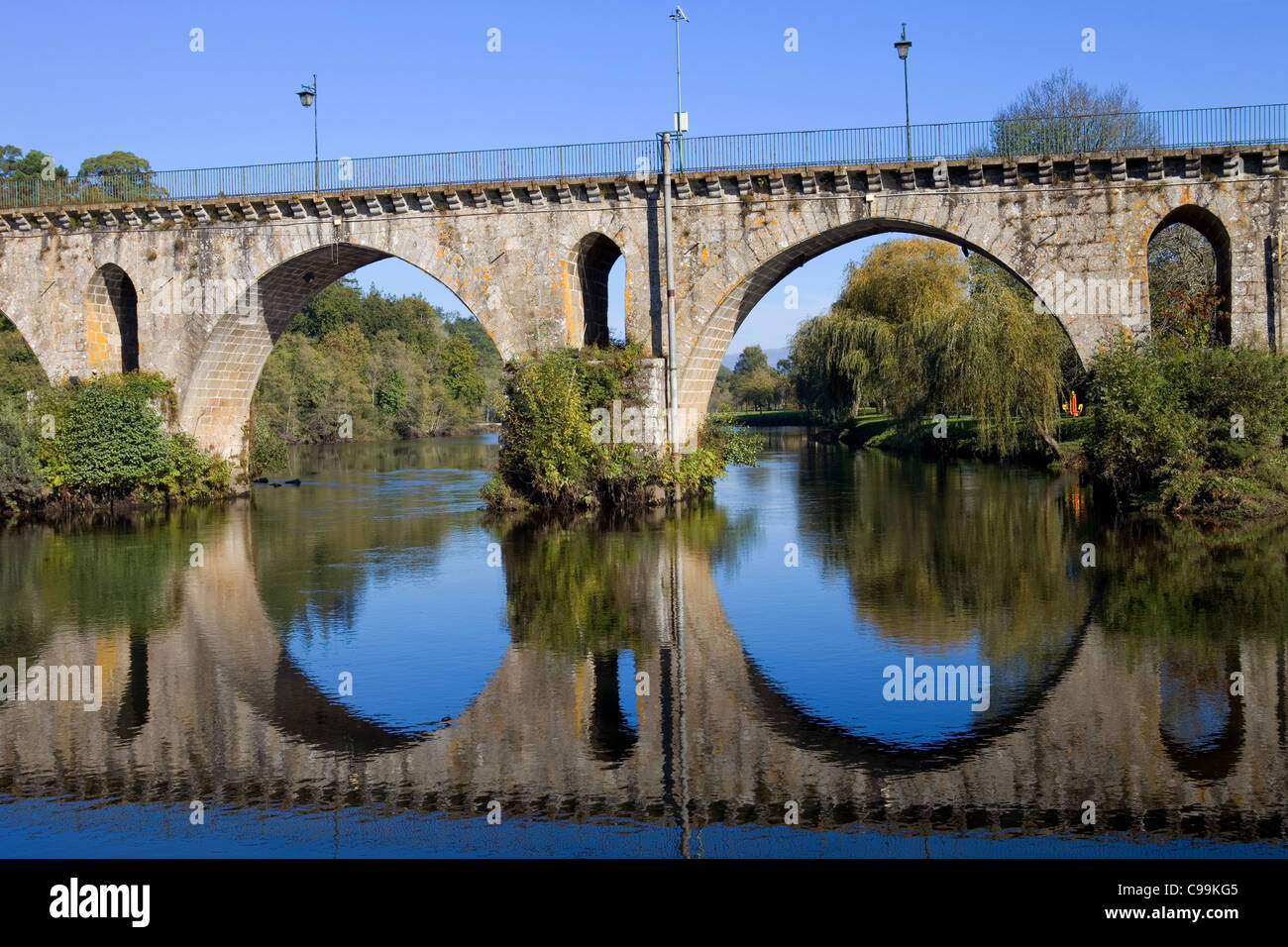 ancient roman bridge of Ponte da Barca in the north of portugal Stock ...