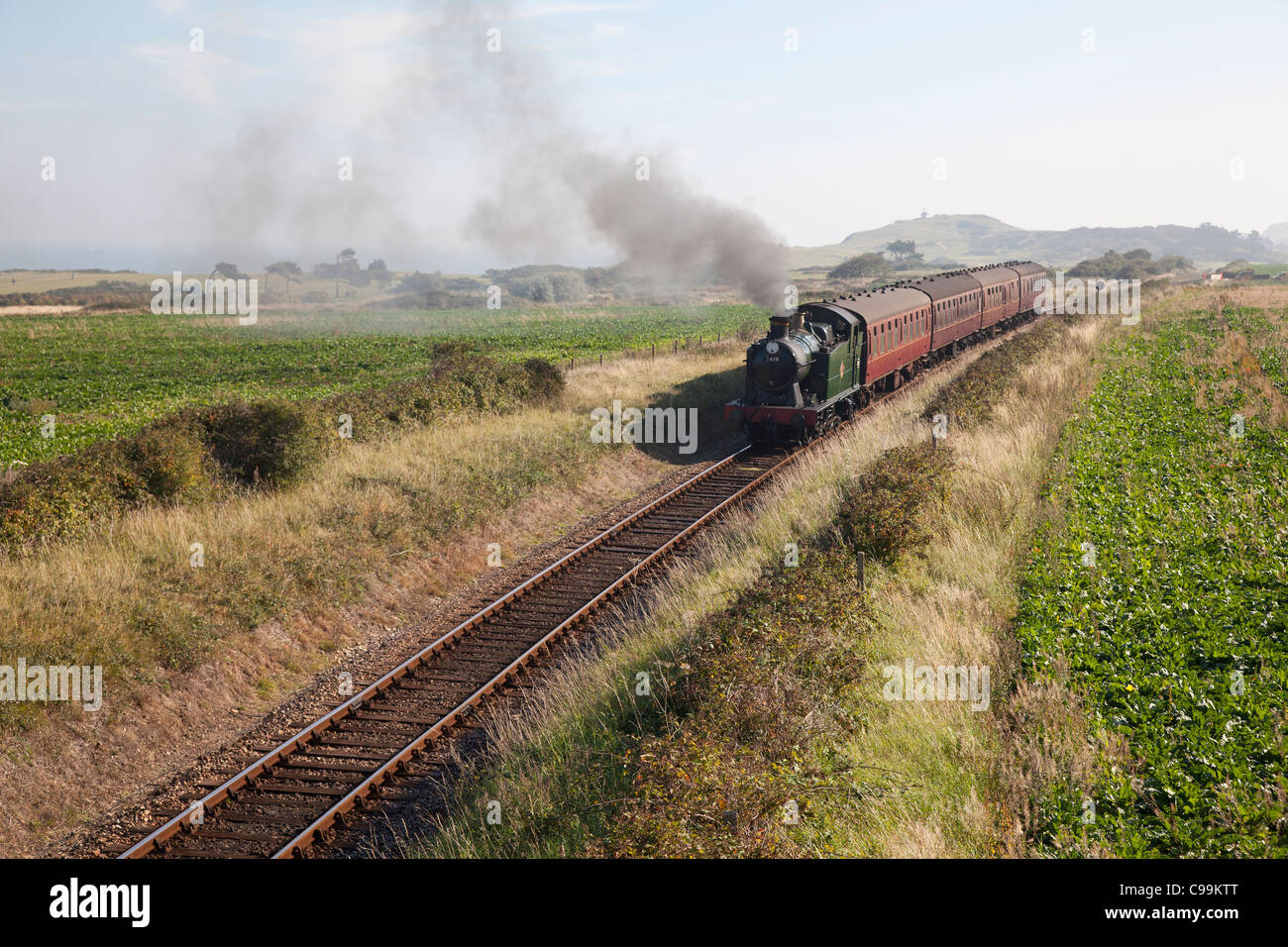 North Norfolk Railway (the Poppy Line) with train hauled by GWR 0-6-2T ...