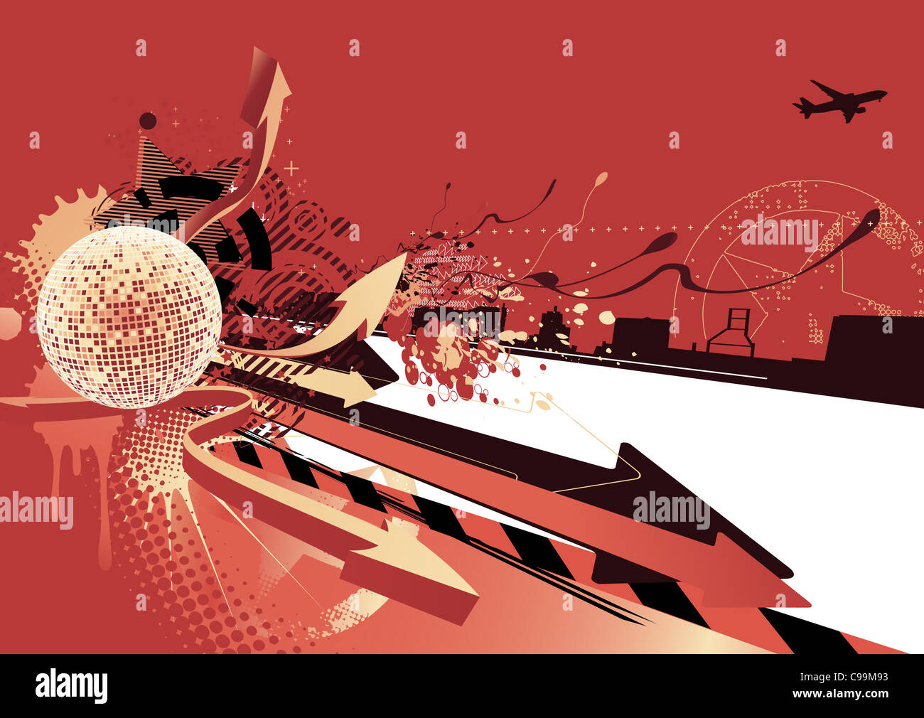 illustration of shiny abstract party design with disco ball on color ...