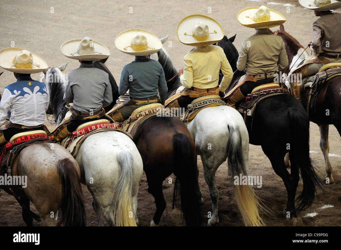 Mexico, Bajio, Zacatecas, Traditional horsemen or Charros standing ...