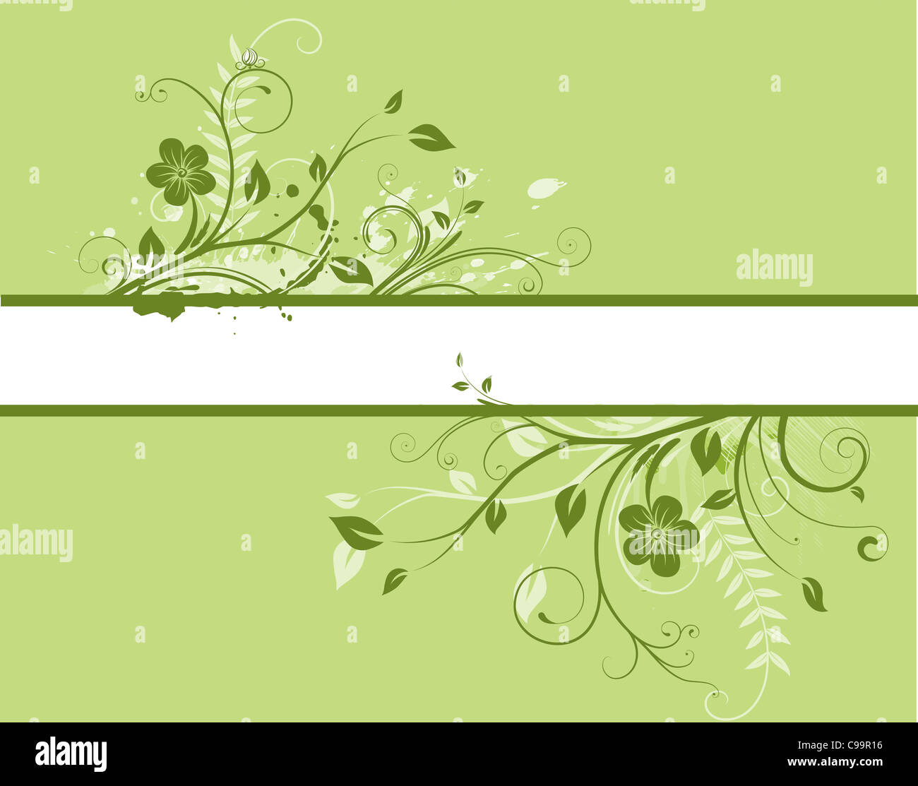 illustration of green Floral Decorative banner Stock Photo - Alamy