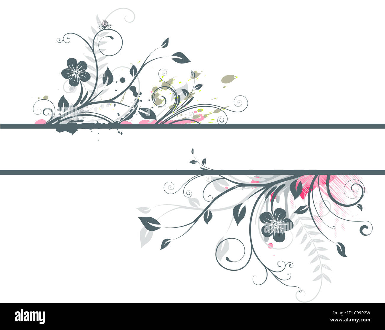 illustration of style Floral Decorative banner Stock Photo - Alamy