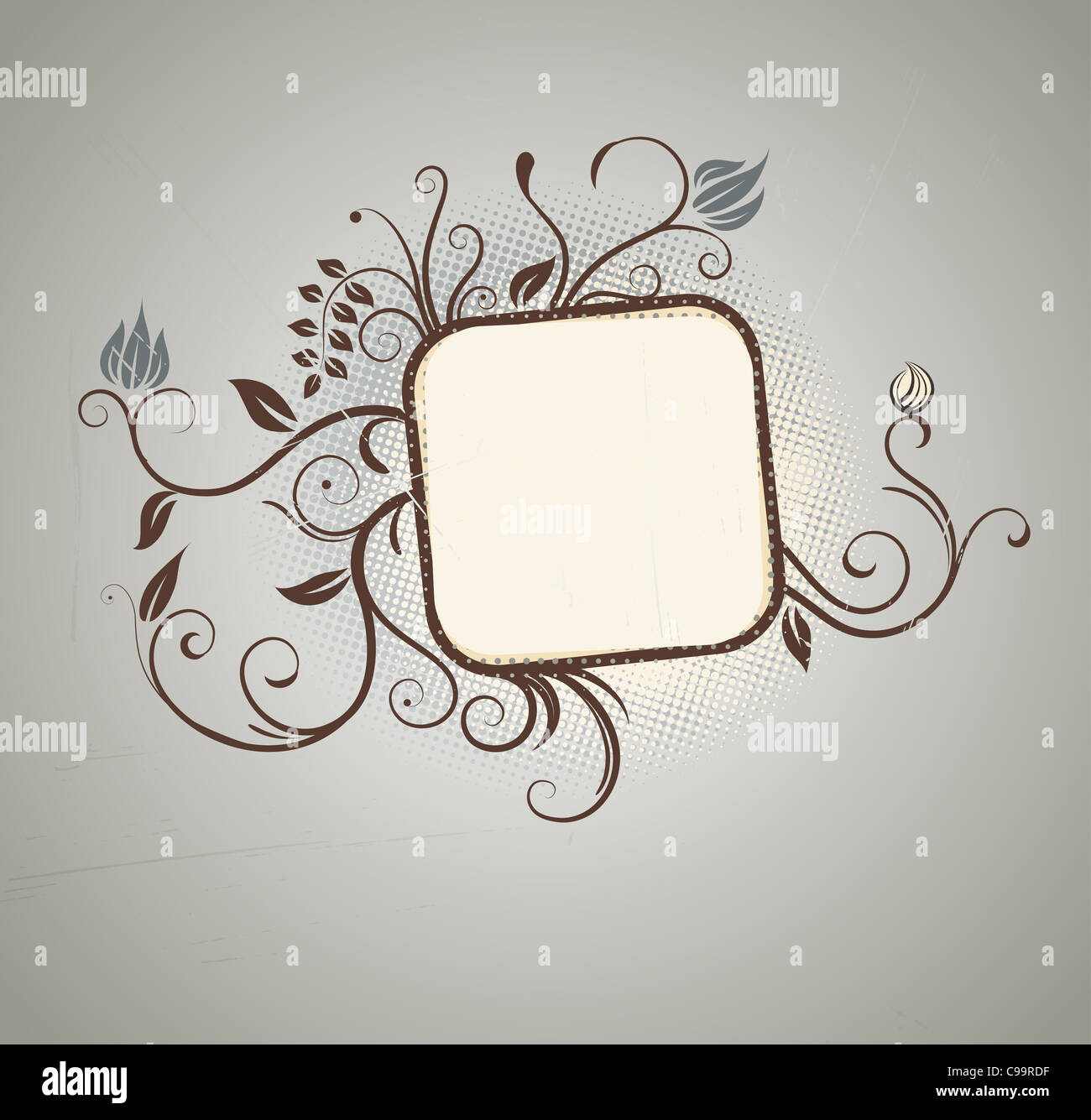 illustration of retro Floral frame Stock Photo - Alamy