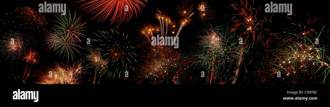 Collage of Firework bursts Stock Photo - Alamy