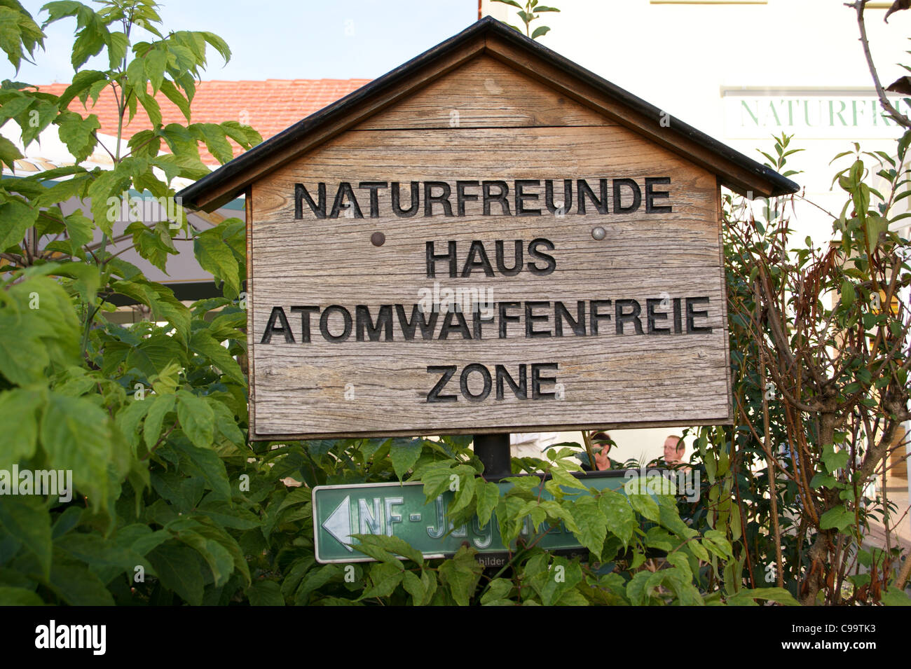 Conservation and nuclear-free zone sign, Speyer, Rheinland-Pfalz ...