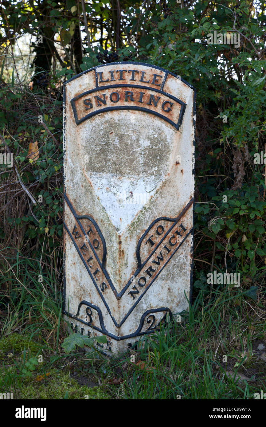Old milestone at Little Snoring, Norfolk Stock Photo - Alamy